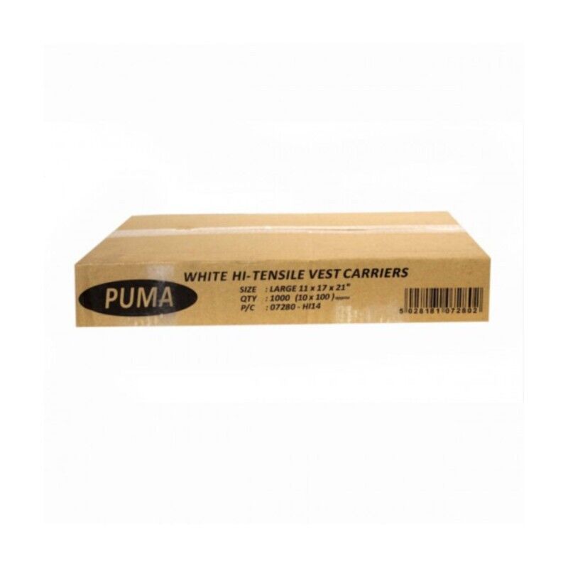 Puma Large White Hi-Tensile Vest Carrier Bags 100s | Boxes2u.co.uk